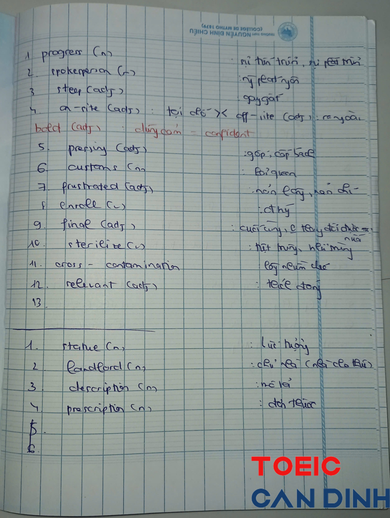 Hành trình chinh phục 835 tại TOEIC CẨN ĐÌNH