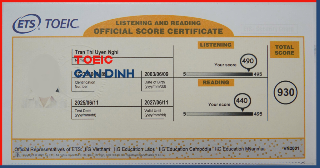 Từ lo lắng đến bứt phá 930 TOEIC: Chặng đường trưởng thành của mình tại TOEIC Cẩn Đình 930 TOEIC LR